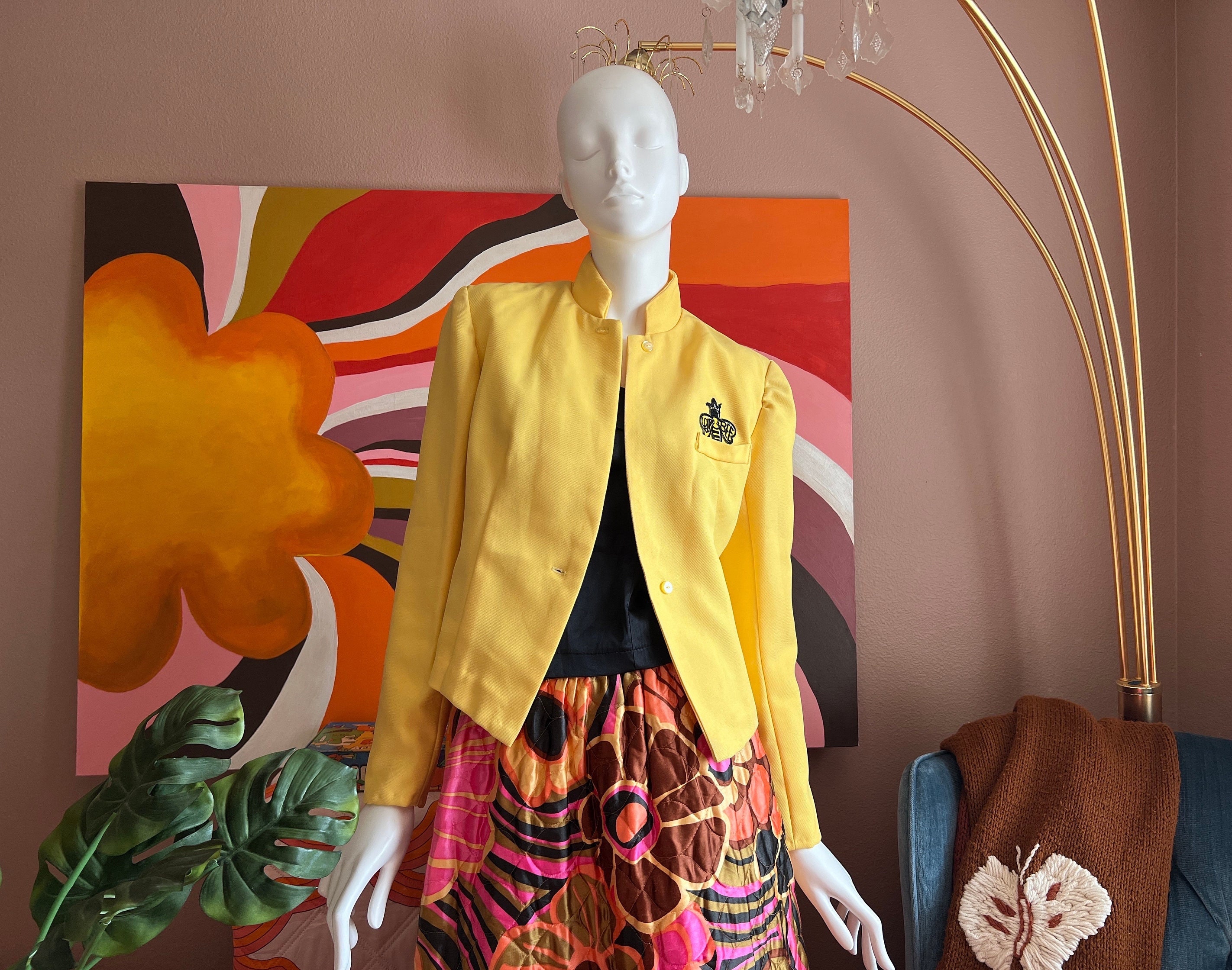 60s Sz. S-M Queen Bee Jacket in Yellow - Etsy