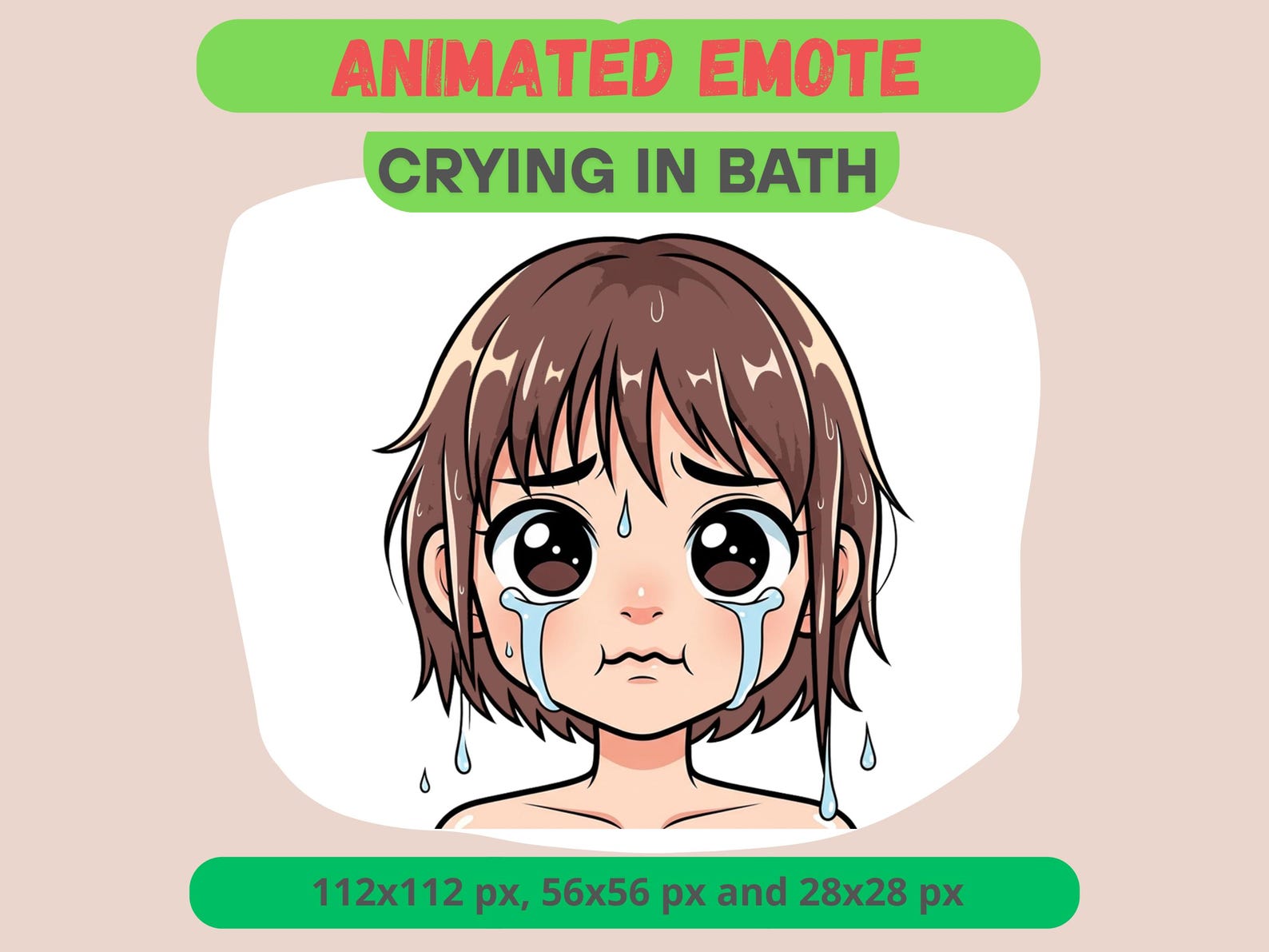 Crying Girl Animated Emote for Streamers, Sad Tears GIF for Kick ...