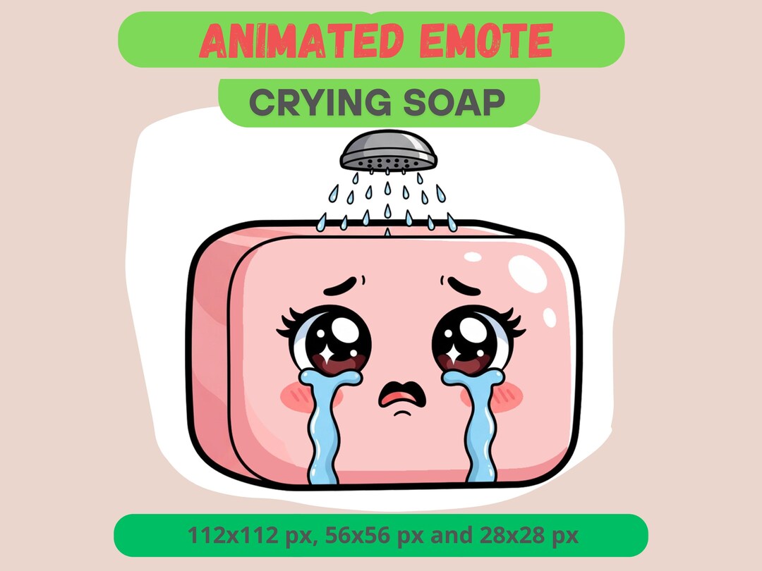 Soap Animated Emote for Streamers, Kawaii Soap Crying in Shower GIF for ...