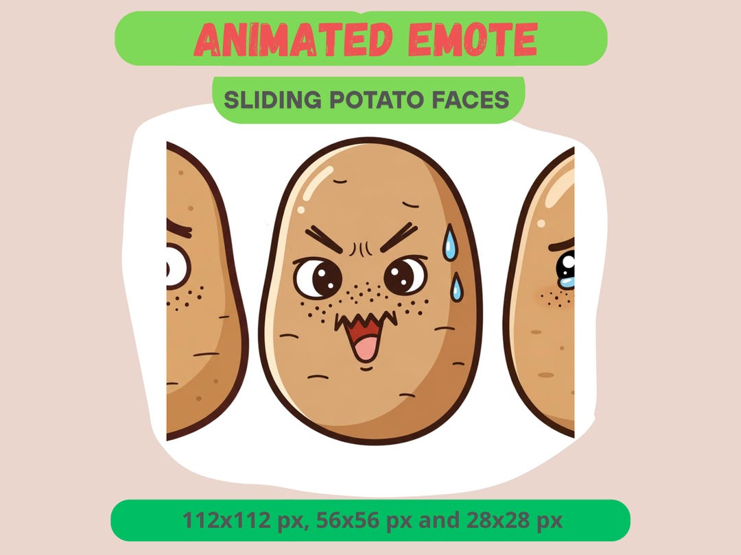 Sliding Potato Faces Animated Emote for Streamers, Happy GIF for Kick ...