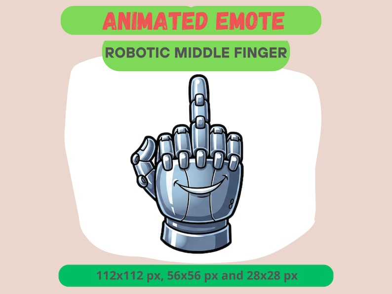 Animated Robotic Middle Finger Emote for Twitch, Transparent Background ...