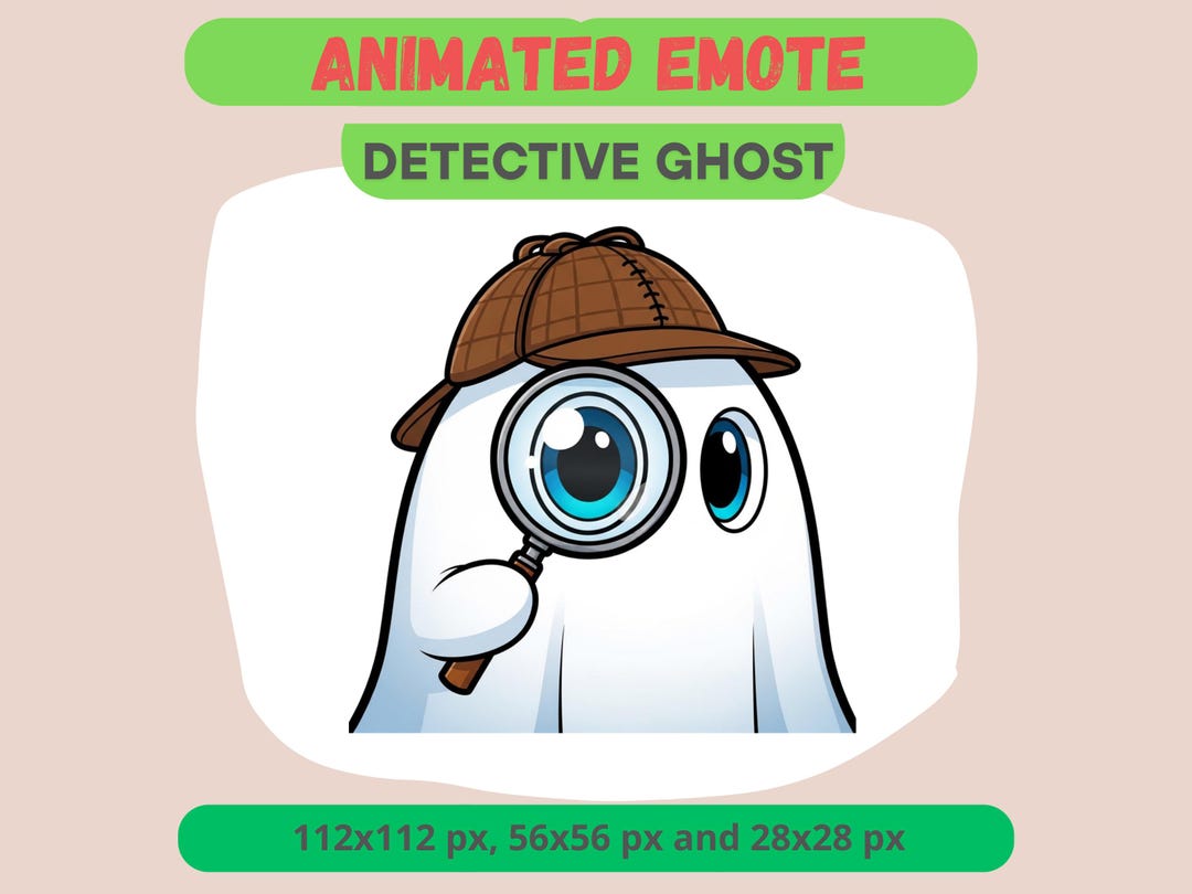 Detective Ghost Animated Emote for Streamers, Cute Phantom GIF for Kick ...
