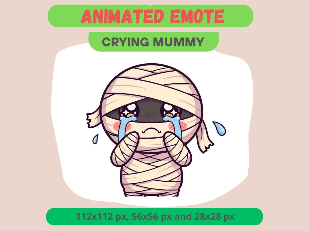 Crying Mummy Animated Emote for Streamers, Kawaii Sad Pharaoh Tear GIF ...