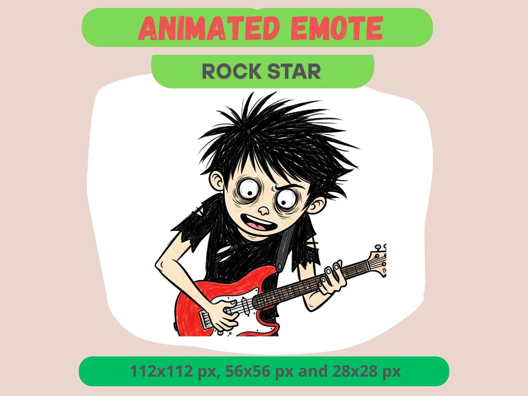 Guitar Headbang Animated Emote for Streamers, Rage Metal GIF for Kick ...