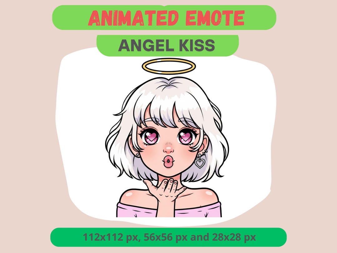 Angel Kiss Animated Emote for Streamers, Kawaii Blushing GIF for Kick ...