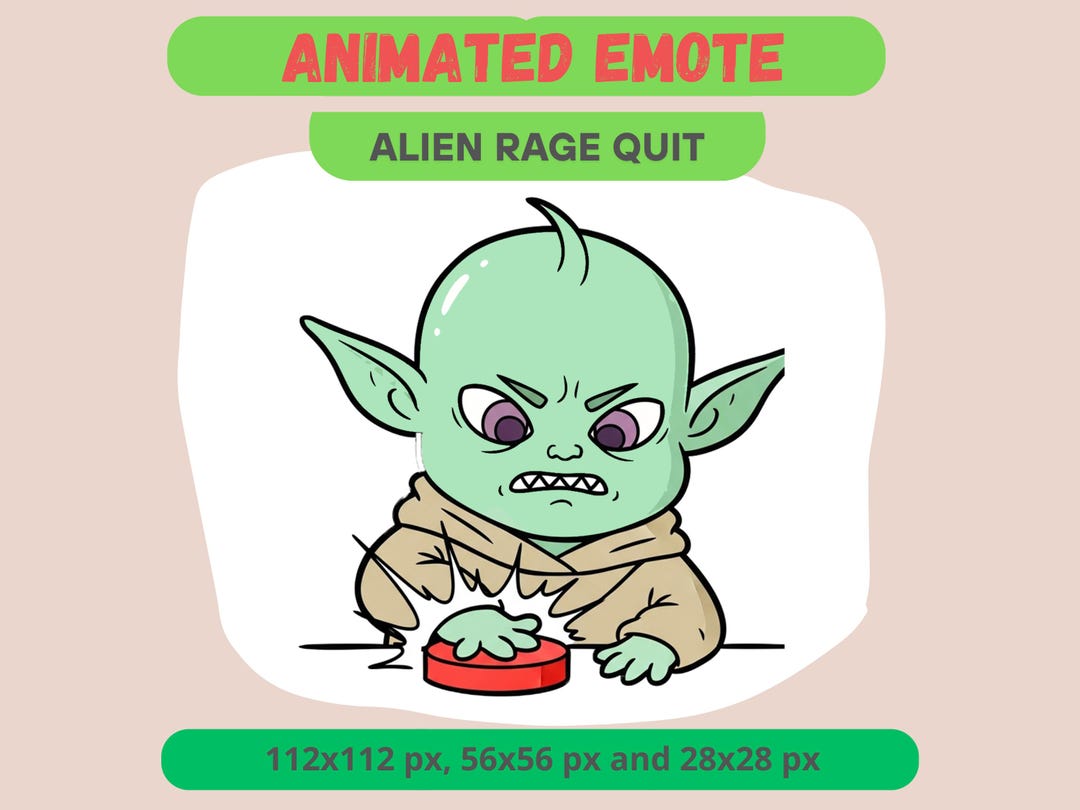 Alien Panic Button Animated Emote for Streamers, Rage Quit Reaction GIF ...