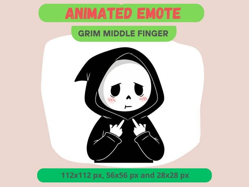 Middle Finger Grim Reaper Animated Emote for Streamers, Flipping off ...
