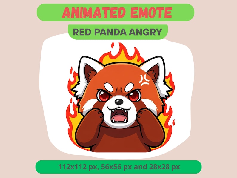 Angry Red Panda Animated Emote for Streamers, Panda on Fire GIF for ...