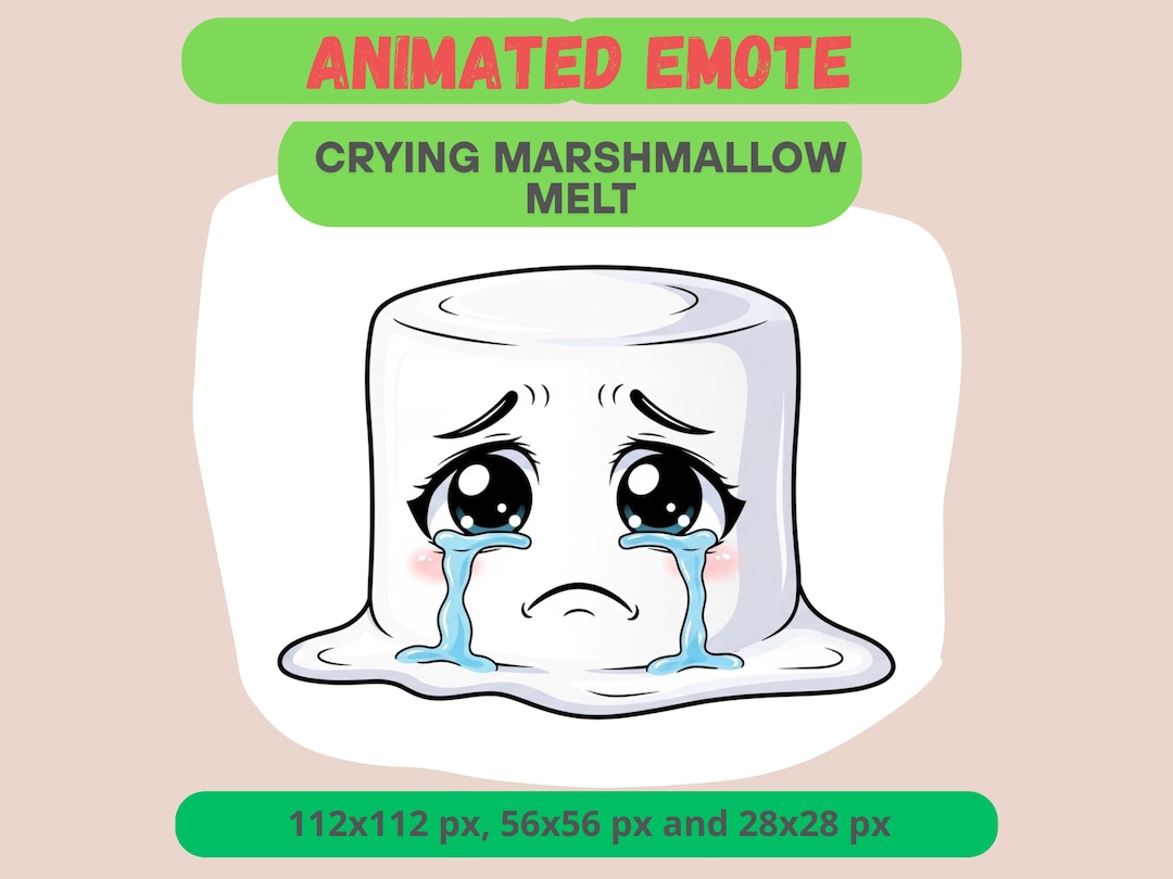 Animated Crying Marshmallow Emote for Streamers, Kawaii Melting ...