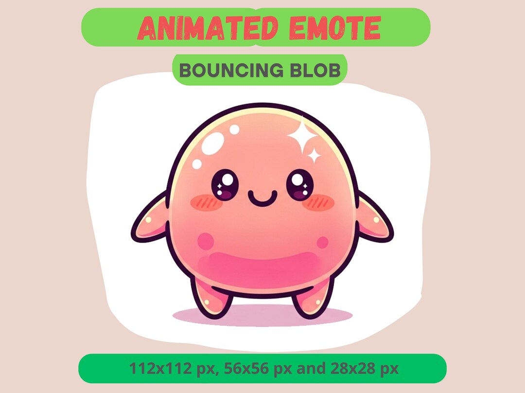 Blob Animated Emote for Streamers, Kawaii Bouncy Jelly GIF for Kick ...