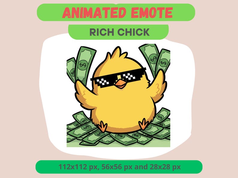 Chick Animated Emote for Streamers, GG Cool Pixel Shades GIF for Kick ...
