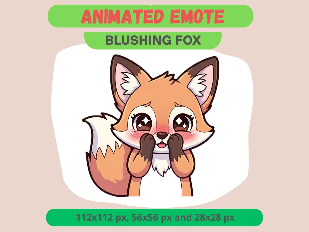 Animated Blushing Fox Emote for Streamers, Cute Shy Fox for Kick, PNG ...