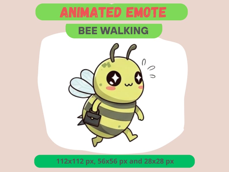 Bee Wallking to Work Animated Emote for Streamers, Cute Bee GIF for ...