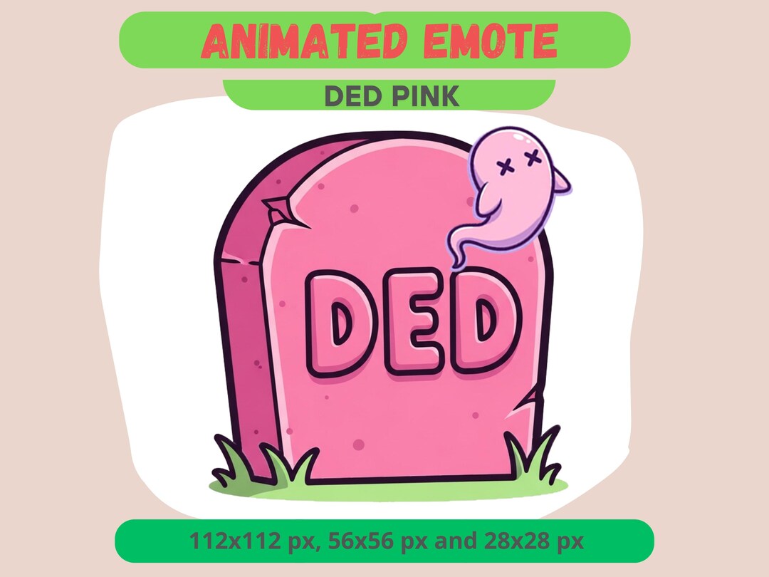 Ded Ghost Animated Emote for Streamers, Instant Download Pink Tombstone ...