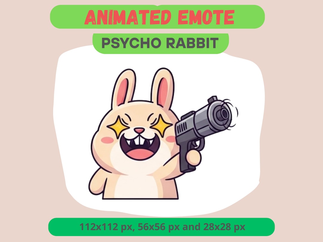 Rabbit Shooting Animated Emote for Streamers, Psycho Bunny Rage GIF for ...