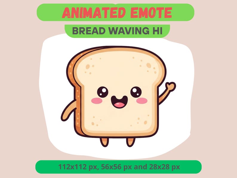 Bread Waving Animated Emote for Streamers, Cute Toast Slice GIF for ...