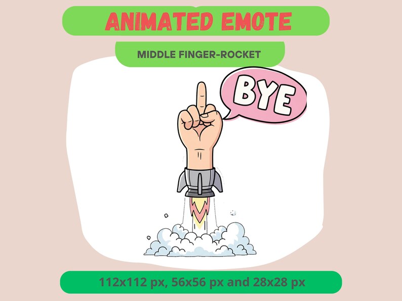Middle Finger Rocket Animated Emote for Twitch, Funny Flipping off GIF ...