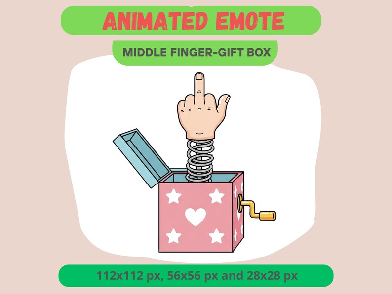 Middle Finger Animated Emote for Twitch, Funny Flipping off Gift Box ...