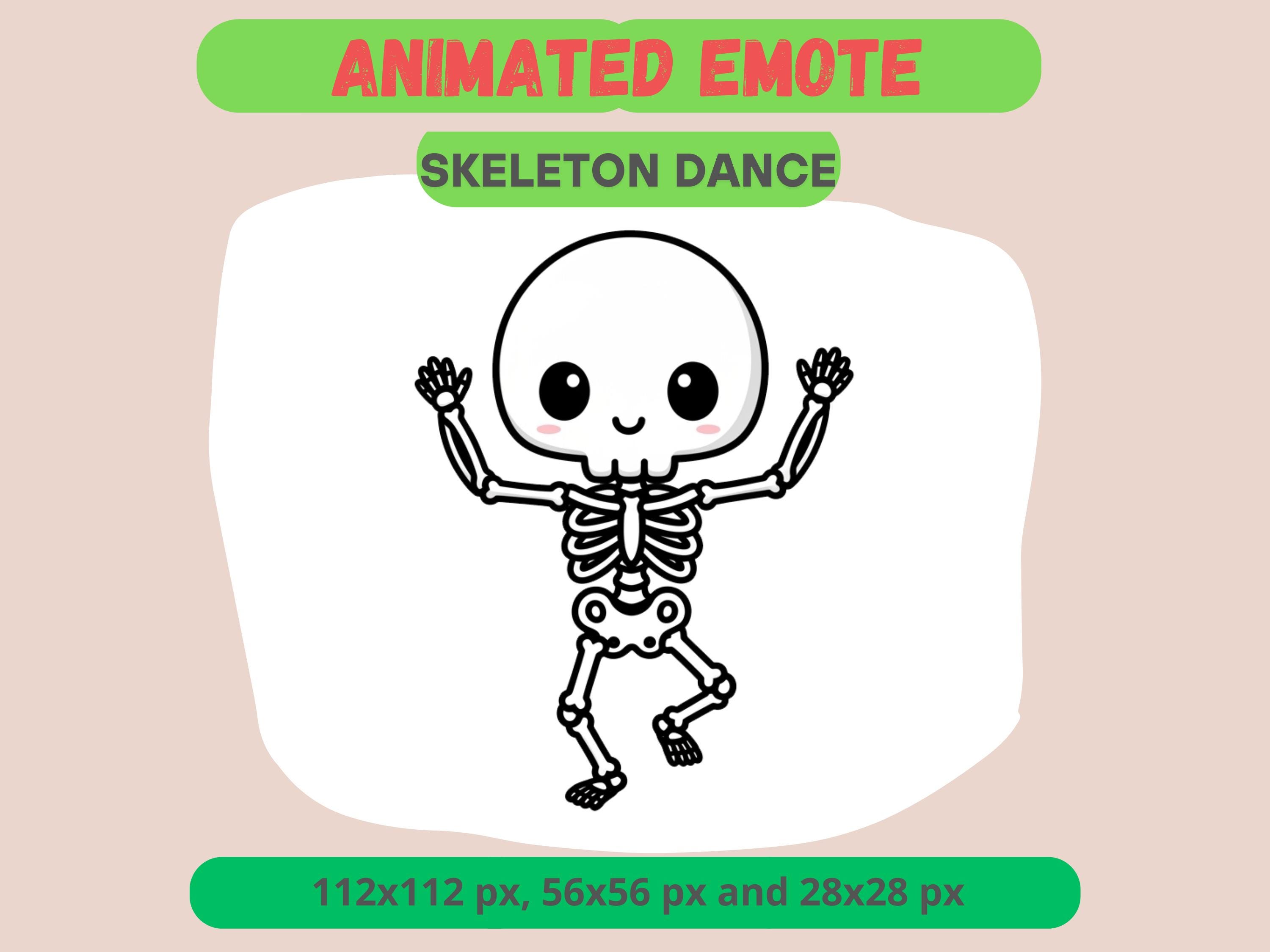 Skeleton Dancing Animated Emote for Streamers, Kawaii Spooky Bone GIF ...
