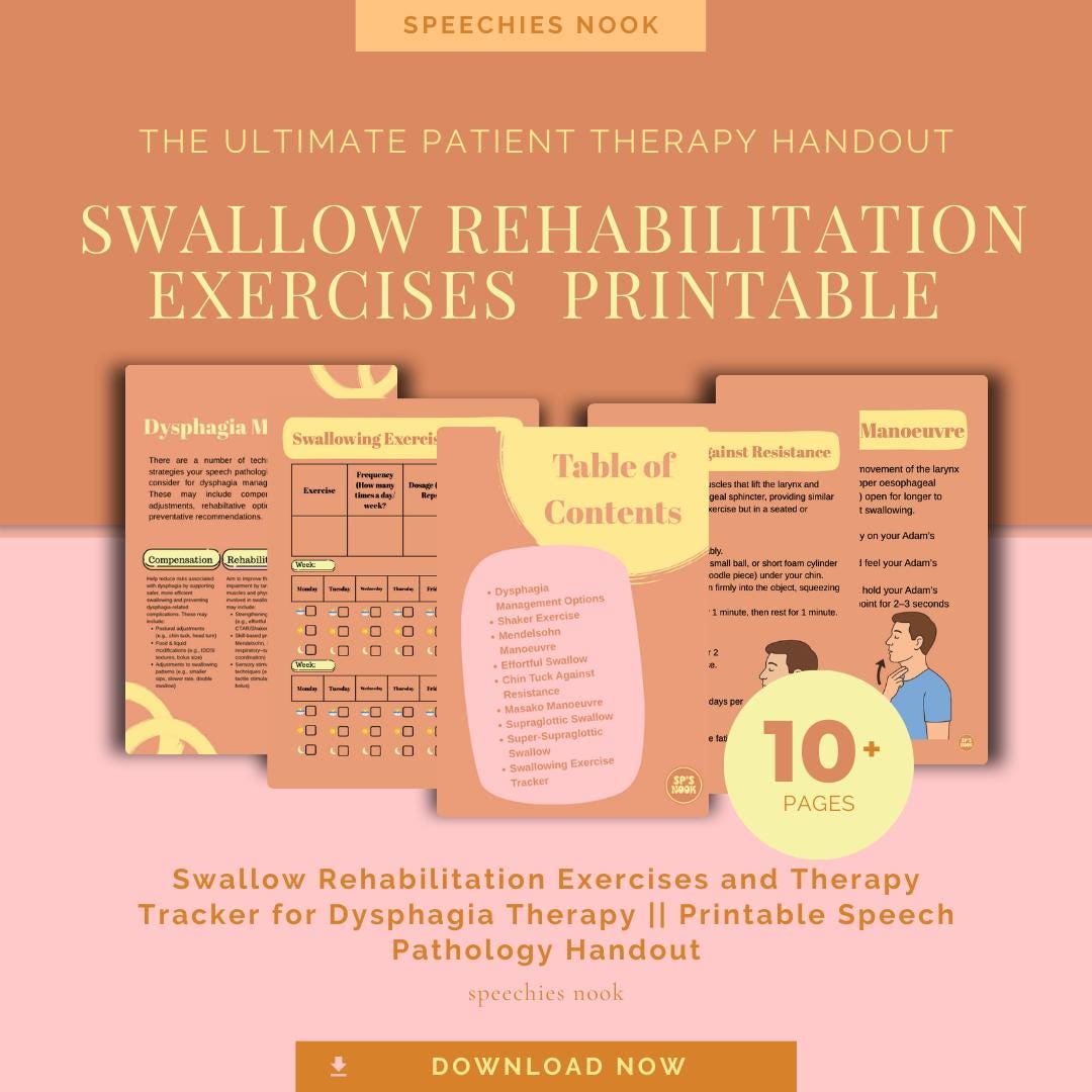 Dysphagia Therapy Exercises Printable | Swallow Rehabilitation Program ...