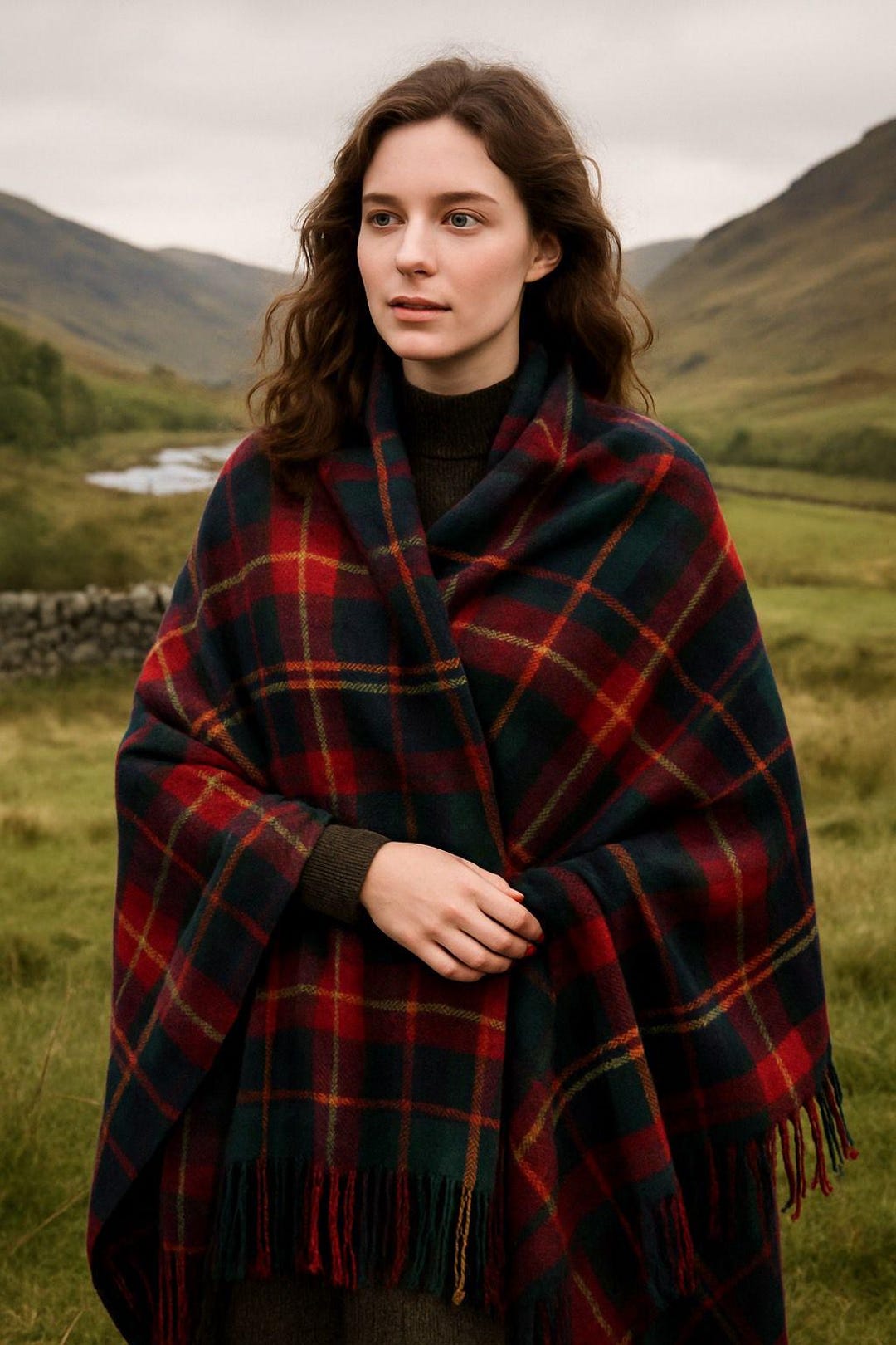 Tartan Women Shawl Classic Scottish Wrap Shawls Ladies Plaid Winter Stole Warm Winter Scarf ...