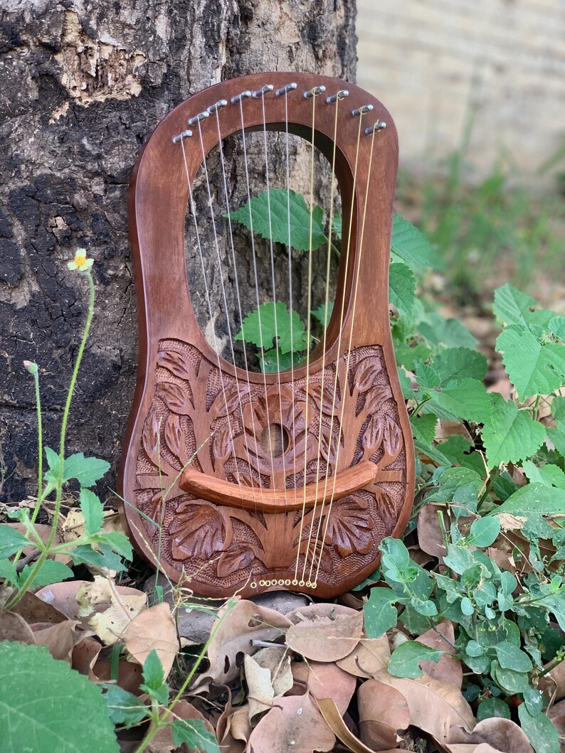 Rosewood New Flower Lyre Harp 10 Strings With Free Tuning Key and Bag ...