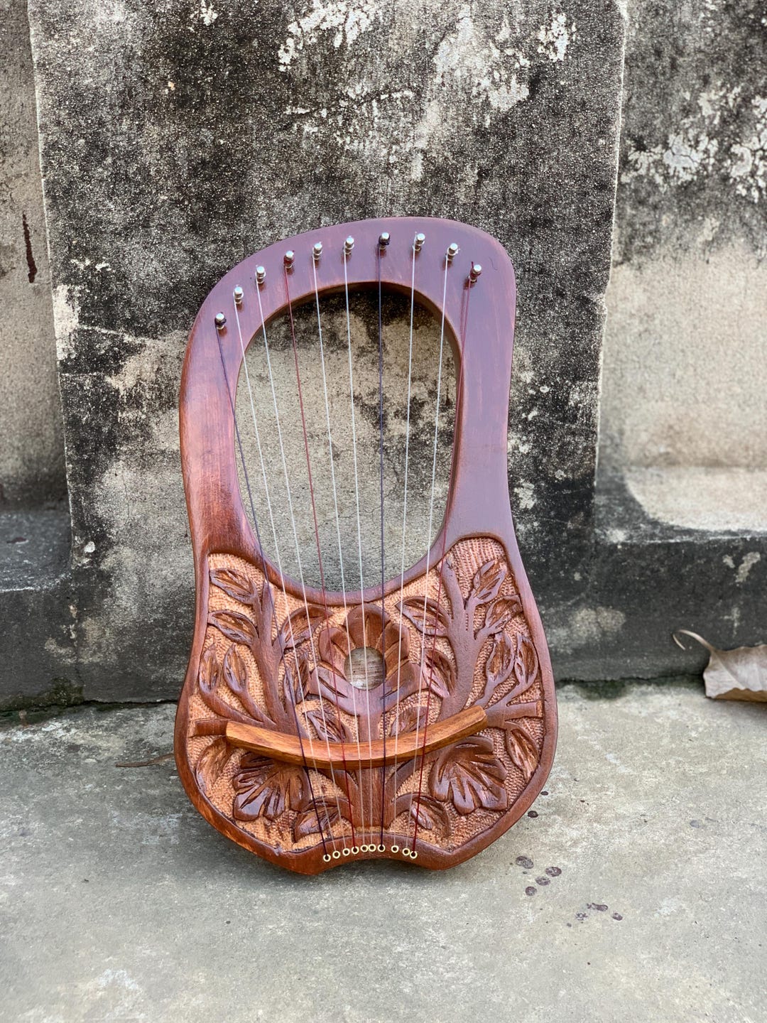 Rosewood New Flower Lyre Harp 10 Nylon Strings Lyre With Free Strings ...