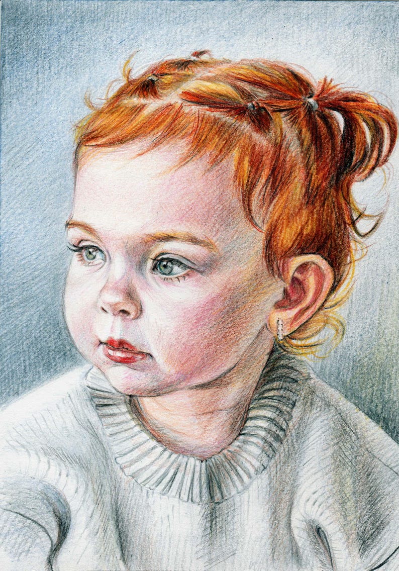 Custom Colored Pencils Portrait From Photo, Hand Drawn Realistic Sketch ...