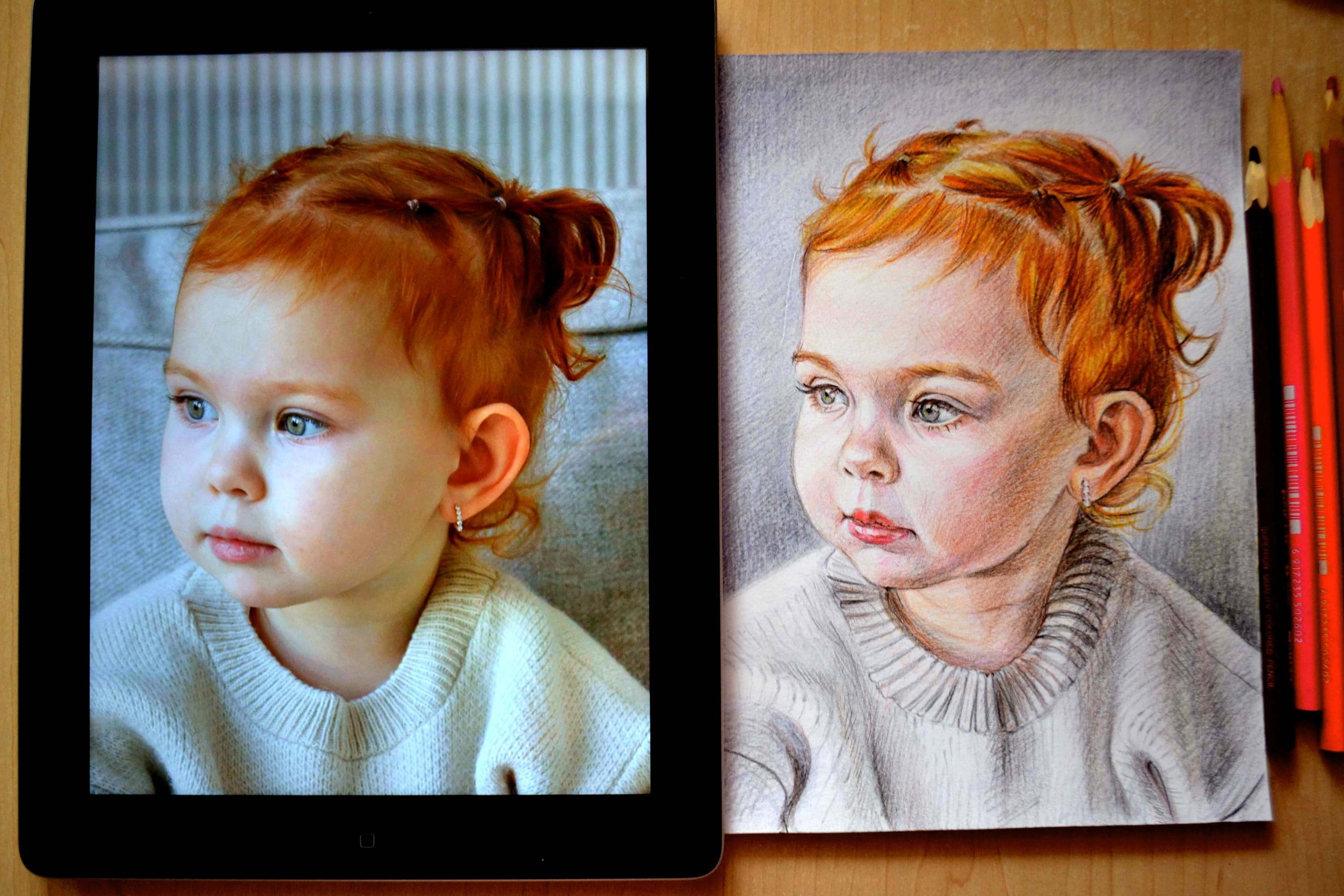 Custom Colored Pencils Portrait From Photo, Hand Drawn Realistic Sketch ...
