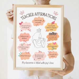 Teacher Daily Affirmations Printable Kids Wall Art Affirmation Poster ...