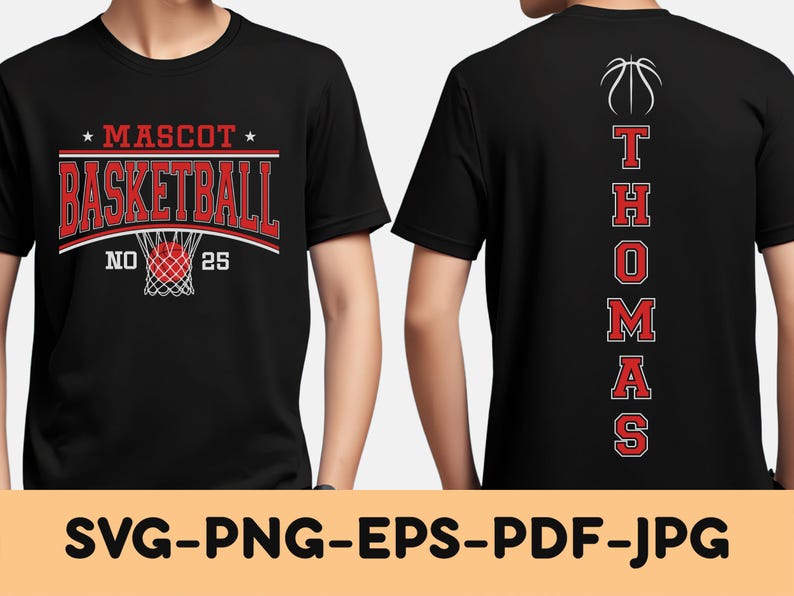 Basketball Team Mascot Svg Png Front Back, Personalized Basketball ...