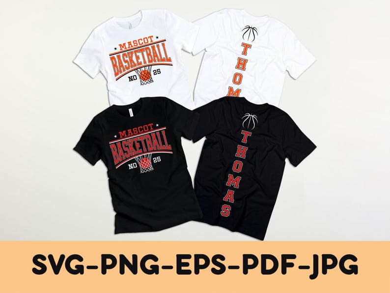 Basketball Team Mascot Svg Png Front Back, Personalized Basketball ...