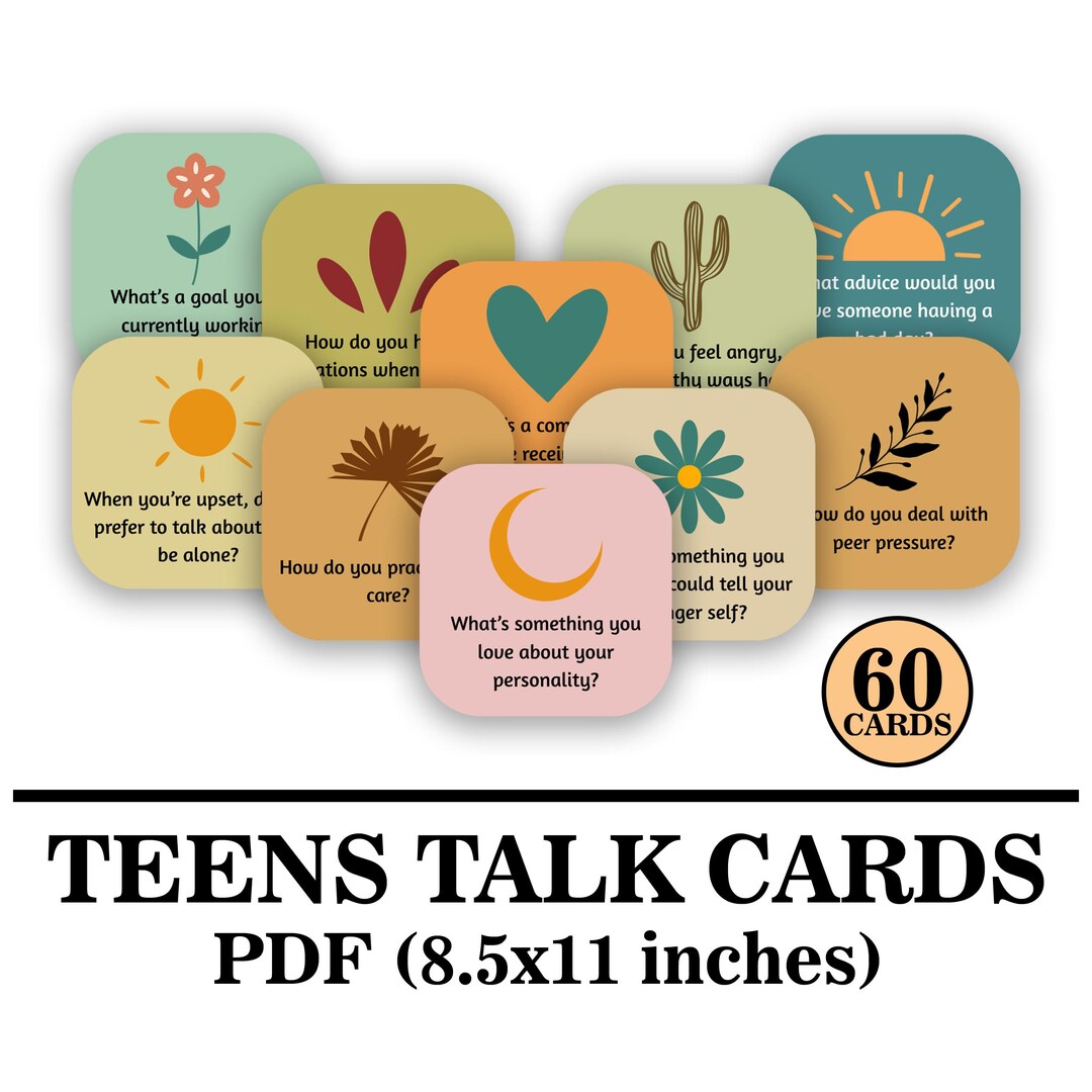 Question Cards Therapy for Teens, Conversation Starters PDF, Counseling ...