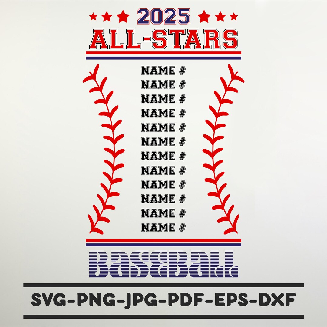 All Stars Baseball Svg | Personalized Name | Baseball Roster Svg ...