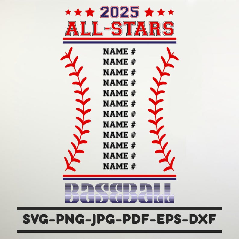 All Stars Baseball Svg | Personalized Name | Baseball Roster Svg ...