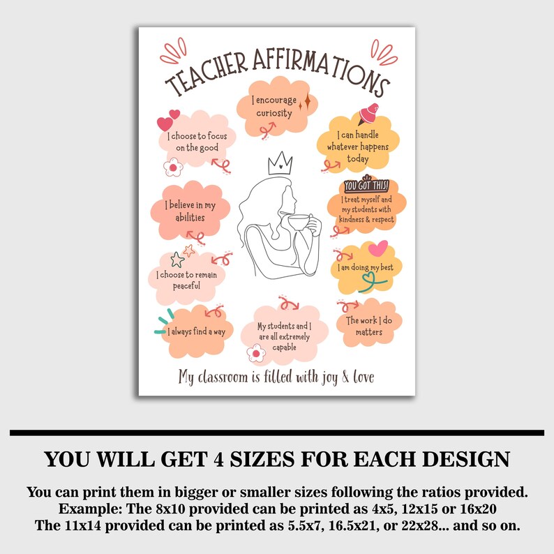 Teacher Daily Affirmations Printable Kids Wall Art Affirmation Poster ...