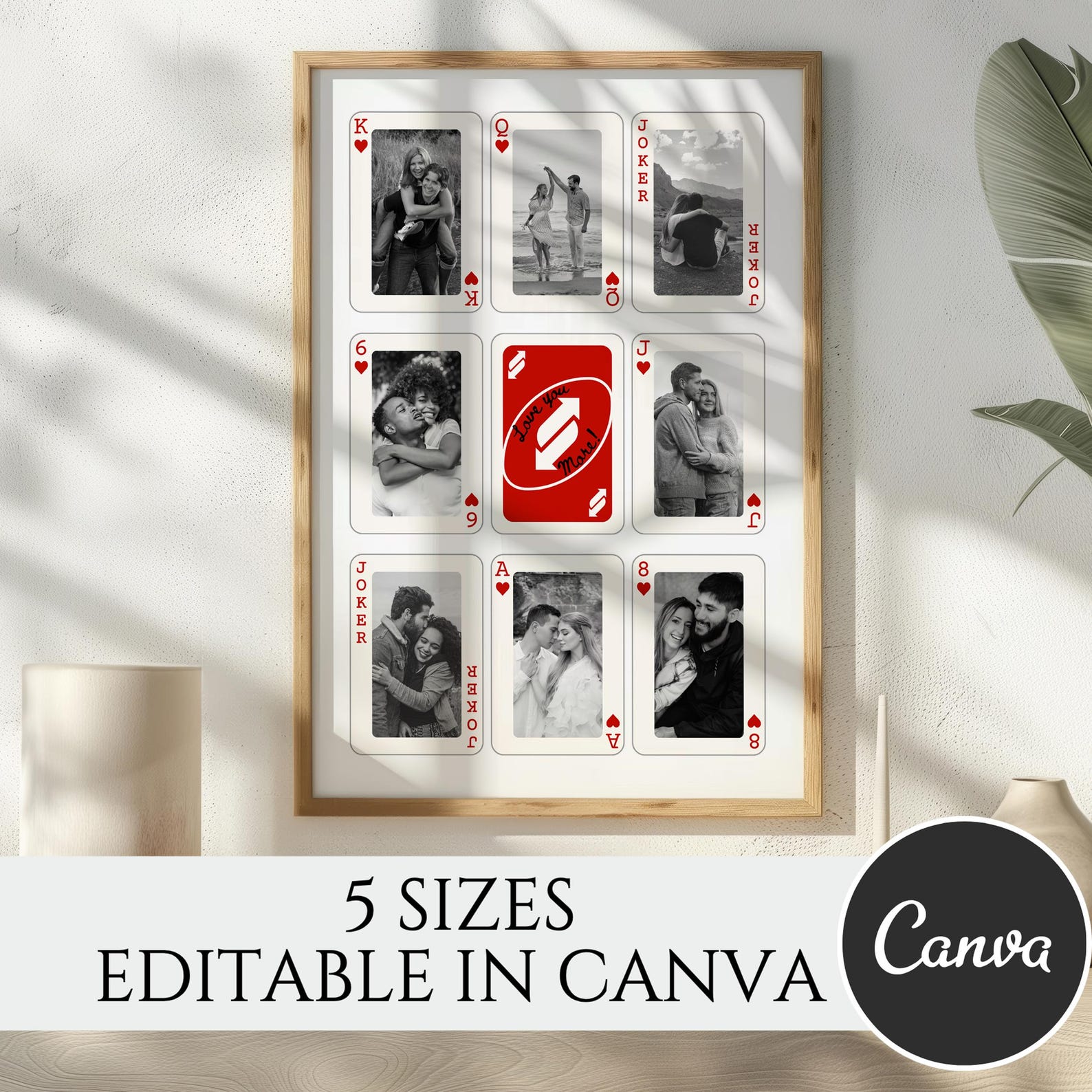 Custom Playing Card Couple Poster, Editable Romantic Card Template ...