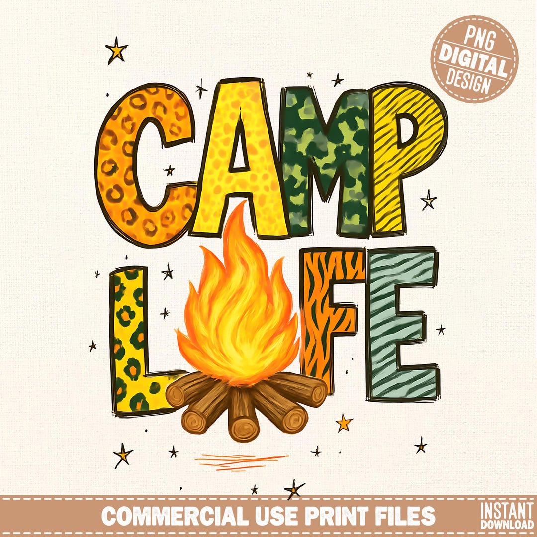 Rustic Camp Life PNG Sublimation Design for T-shirt, Camper Graphic ...