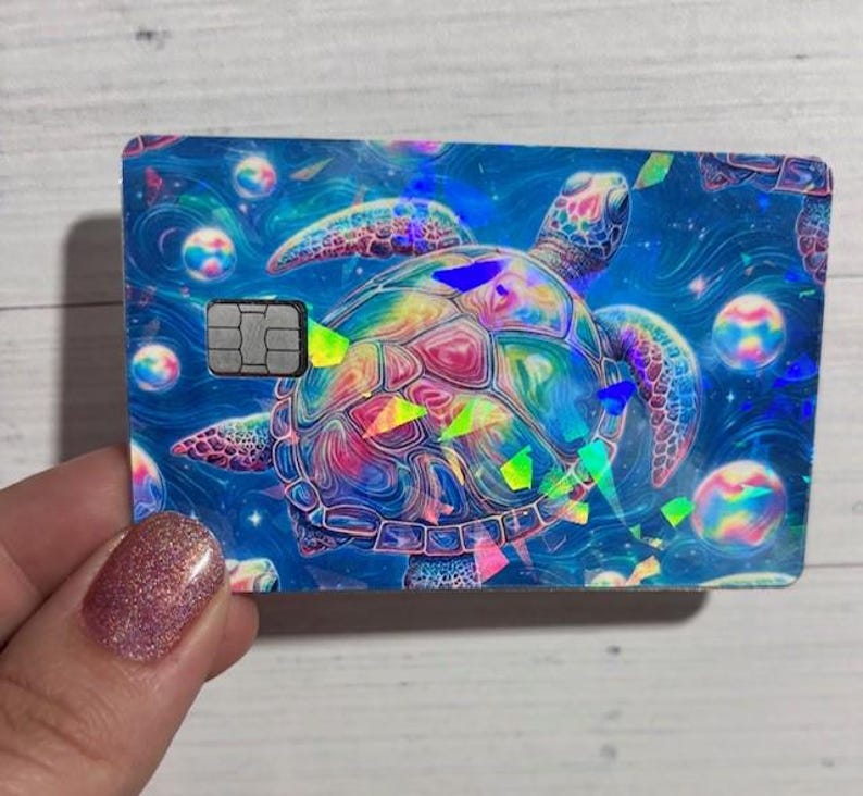 Turtle Holographic Debit Card Skin - Etsy