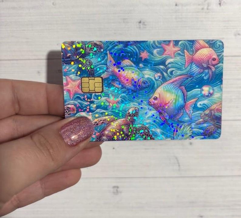 Turtle Holographic Debit Card Skin - Etsy