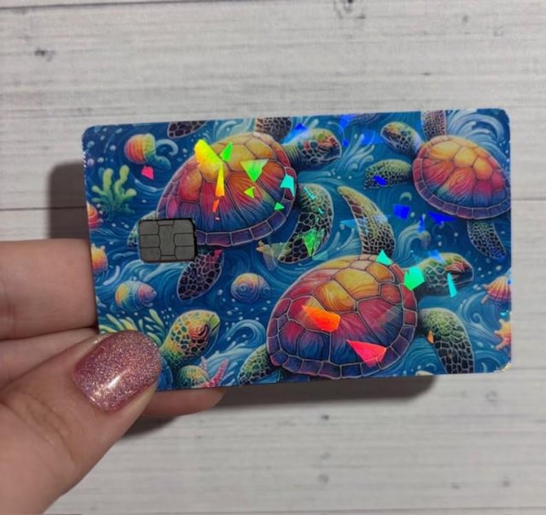 Turtle Holographic Debit Card Skin - Etsy