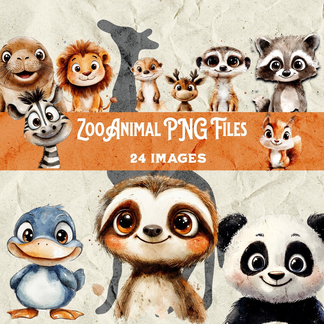 Baby Safari Animal Clipart Bundle — Watercolor Animals One Birthday ...