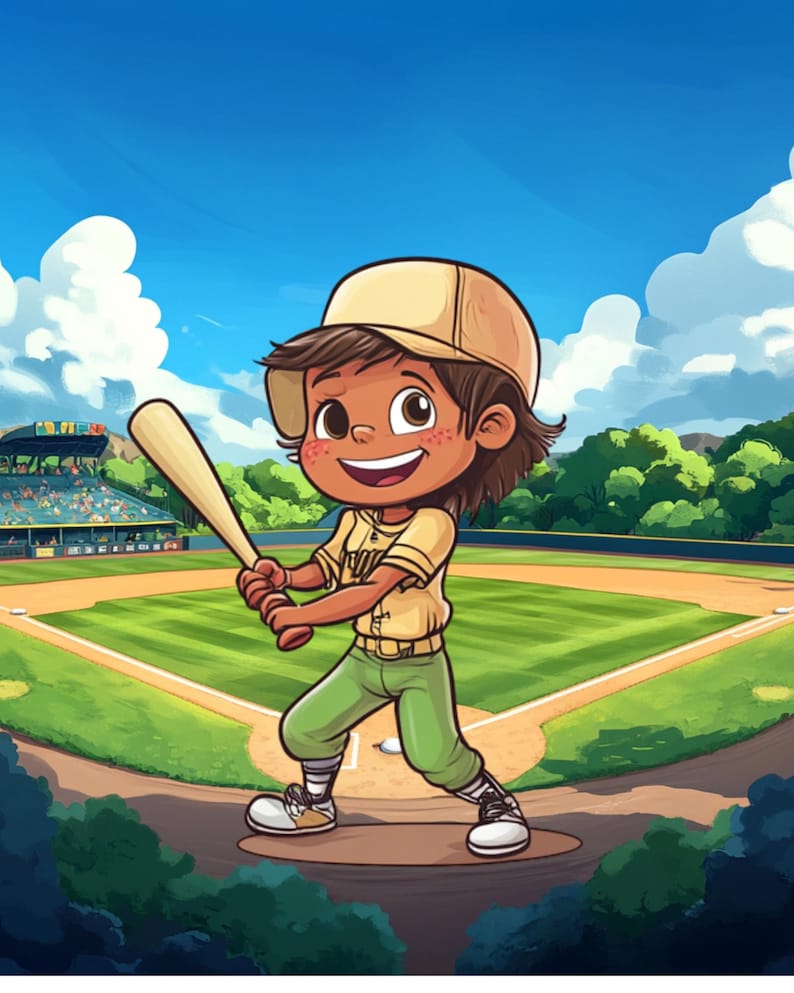 Cute Baseball Kids Clipart Bundle | 28 Pngs | Cartoon Children Playing ...