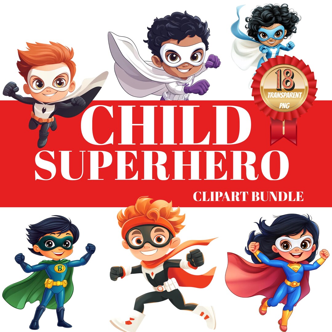 18 PNG Cute Superhero Clipart, Baby Heroes Bundle - Etsy