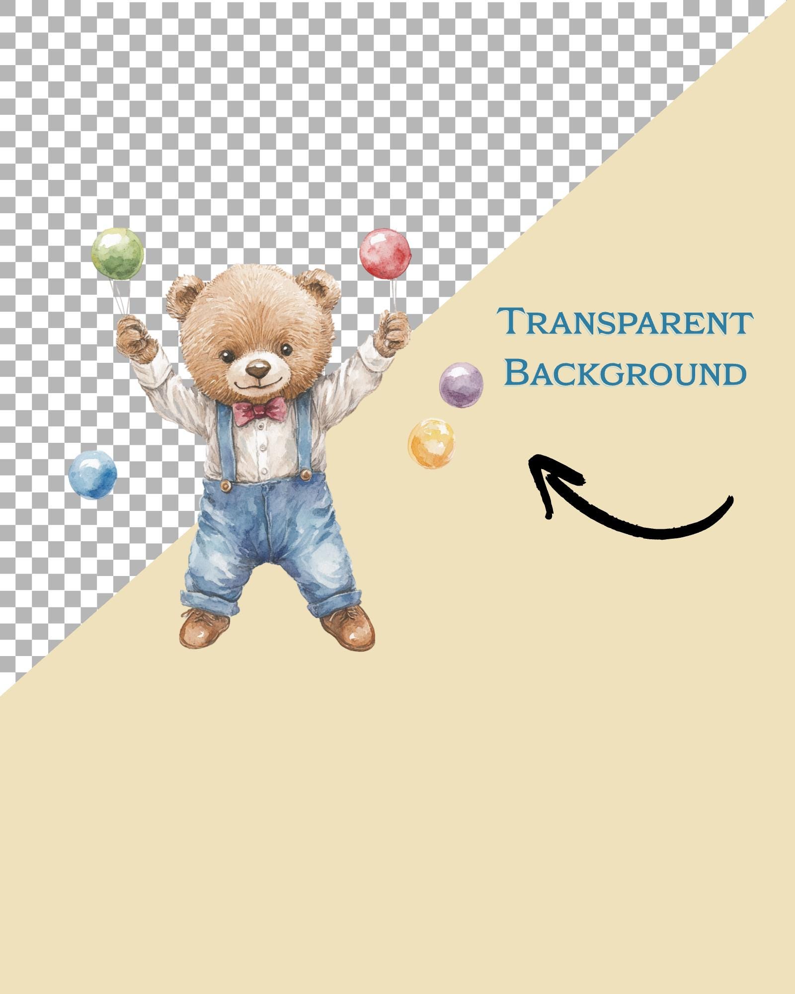 Vintage Circus Baby Clipart – 25 Neutral Watercolor Pngs, Baby Animal ...