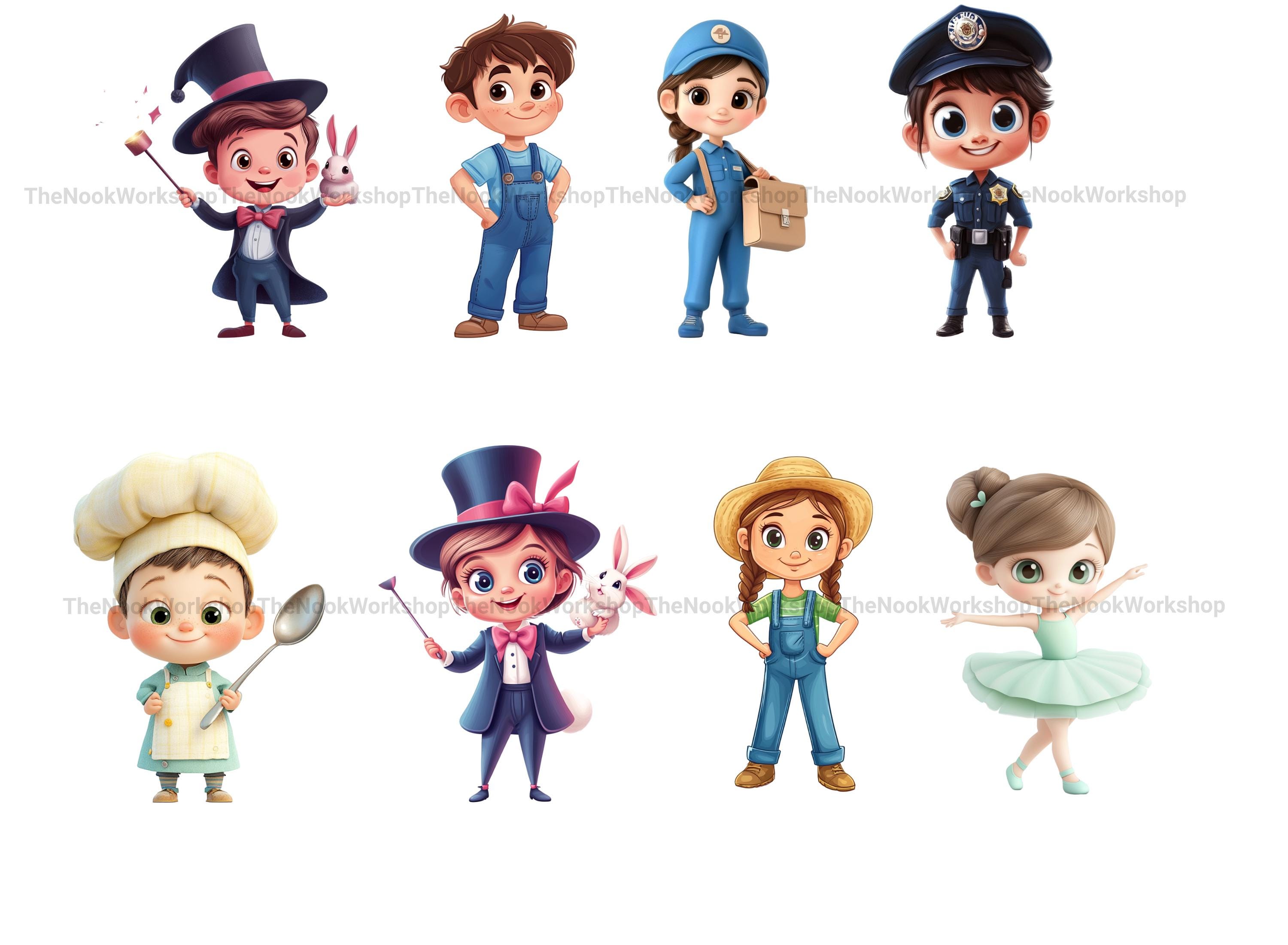 Dream Jobs Kids Clipart Bundle – Cute Cartoon Children in Careers PNG ...