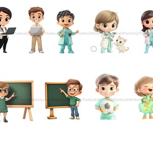 Dream Jobs Kids Clipart Bundle – Cute Cartoon Children in Careers PNG ...