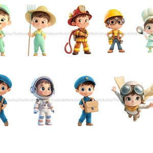 Dream Jobs Kids Clipart Bundle – Cute Cartoon Children in Careers PNG ...