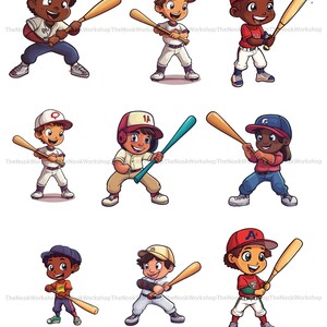 Cute Baseball Kids Clipart Bundle | 28 Pngs | Cartoon Children Playing ...