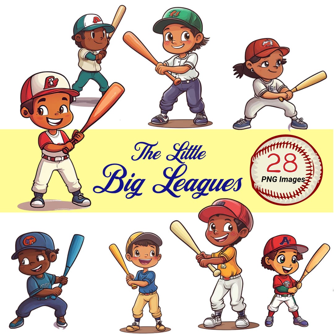 Cute Baseball Kids Clipart Bundle | 28 Pngs | Cartoon Children Playing ...